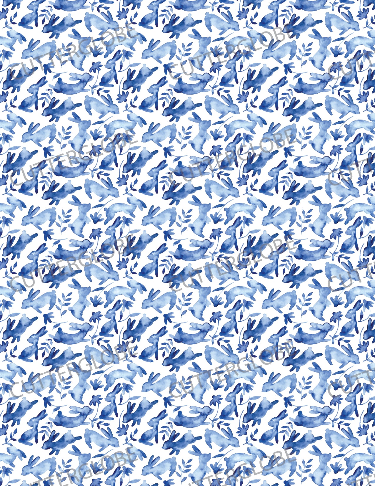 Rabbit 007 Transfer (Blue Watercolor) – Cutterglobe
